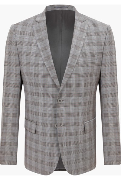 Hateko %88 Yün Altınyıldız Dar Kesim Sütlü Kahve Erkek Blazer Ceket