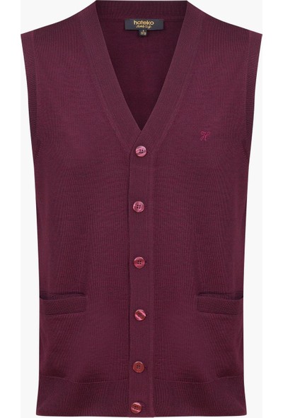 Hateko Klasik Kesim Bordo Yünlü Erkek Yelek Hateko Klasik Kesim Bordo Yünlü Erkek Yelek