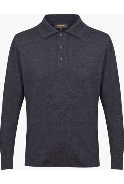 Hateko Klasik Kesim Antrasit Yünlü Erkek Polo Yaka Triko
