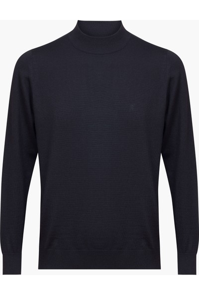 Hateko Klasik Kesim Siyah Yünlü Erkek Yarım Balıkçı Kazak Hateko Klasik Kesim Siyah Yünlü Erkek Yarım Balıkçı Kazak