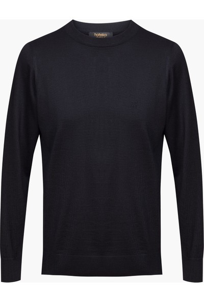 Hateko Klasik Kesim Siyah Yünlü Erkek Dik Yaka Kazak Hateko Klasik Kesim Siyah Yünlü Erkek Dik Yaka Kazak