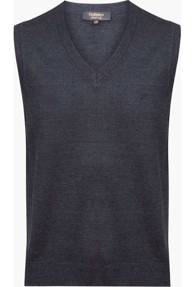 Hateko Klasik Kesim Antrasit Yünlü Erkek Süveter