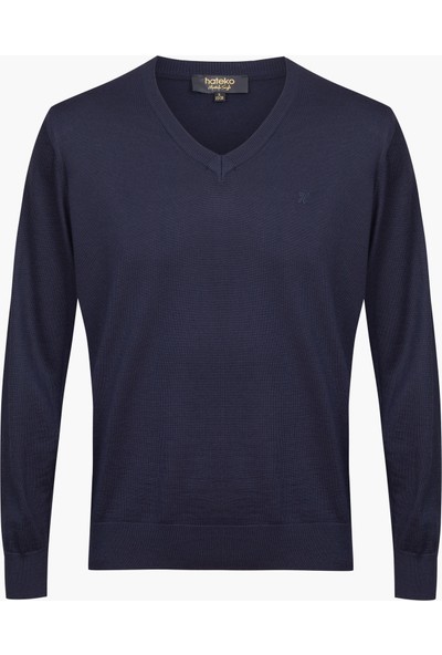 Hateko Erkek V Yaka Klasik Kesim Yünlü Lacivert Kazak Hateko Erkek V Yaka Klasik Kesim Yünlü Lacivert Kazak