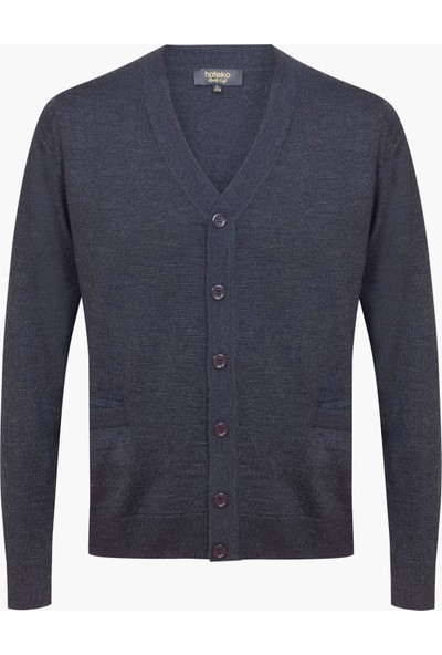 Hateko Klasik Kesim Antrasit Yünlü Erkek Hırka