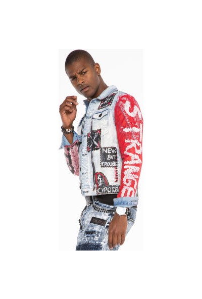 Cipo&Baxx CJ241 El Yazısı Boyama Fermuar Kot Erkek Jean Ceket Cipo&Baxx CJ241 El Yazısı Boyama Fermuar Kot Erkek Jean Ceket