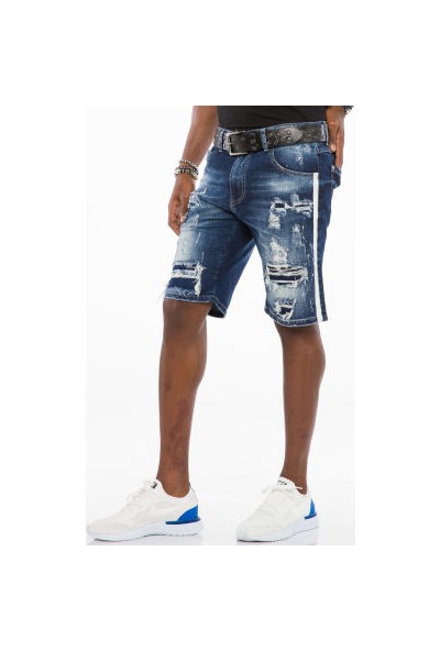 Cipo&Baxx CK190 Keep Cool Eskitilmiş Yırtık Mavi Erkek Kapri