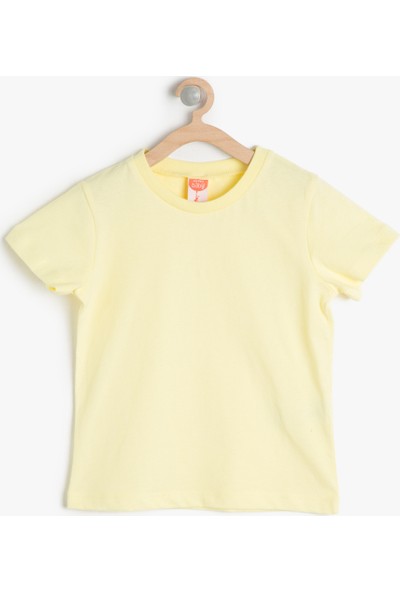 Koton Erkek Çocuk Bisiklet Yaka T-Shirt Sarı