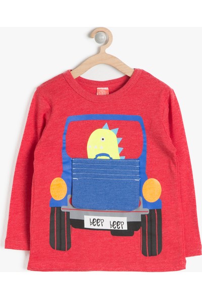 Koton Erkek Çocuk Baskılı Sweatshirt Kırmızı