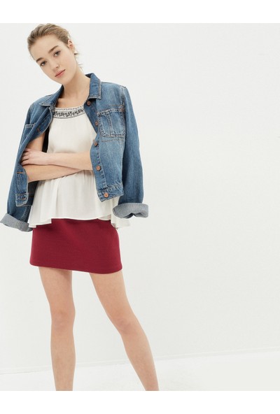 Koton Kadın Normal Bel Etek Bordo