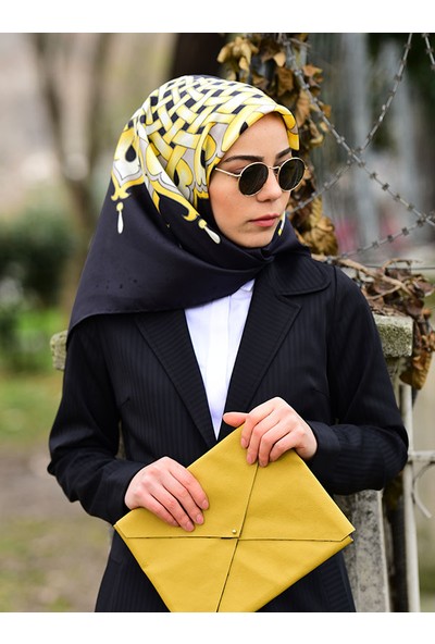 Argite Eşarp Twill İpek Eşarp Motif Desenli