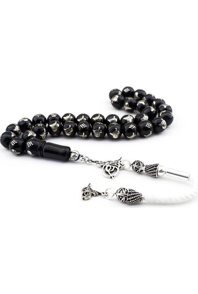 Takıhan 925 Ayar Gümüş Tuğra Motifli Gürcistan Oltu Taşı Tesbih Th900 Takıhan 925 Ayar Gümüş Tuğra Motifli Gürcistan Oltu Taşı Tesbih Th900