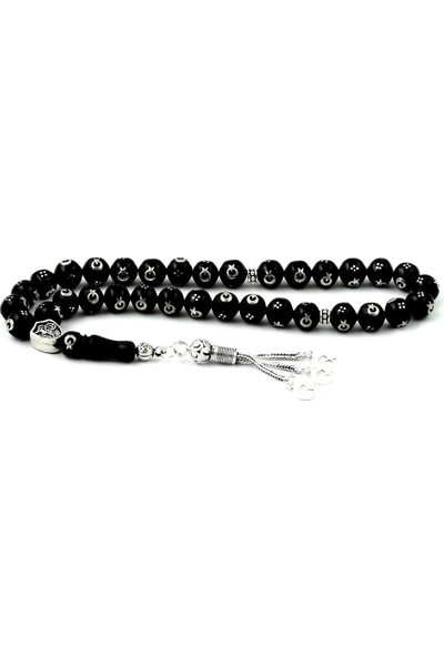 Takıhan 925 Ayar Gümüş Ayyıldız İşlemeli Oltu Taşı Tesbih Th228