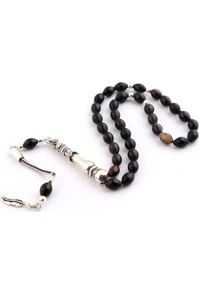 Takıhan 925 Ayar Gümüş Süslemeli Mini Boy Bufalo Boynuzu Tesbih Th259