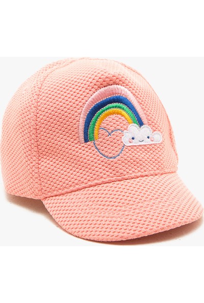 Koton Kız Çocuk İşlemeli Şapka Mercan