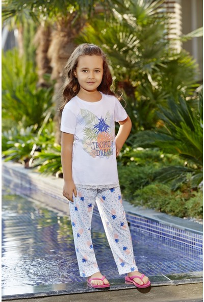 RolyPoly Kız Çocuk Pijama Takımı Beyaz