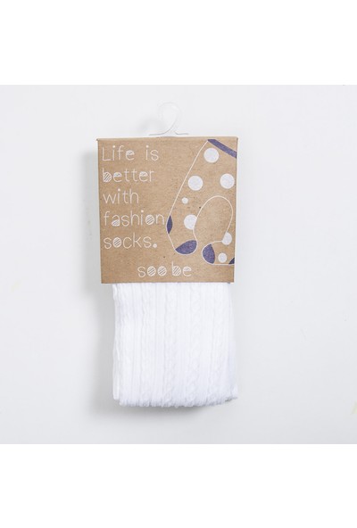 Soobe Kız Çocuk Muz Külotlu Çorap Beyaz