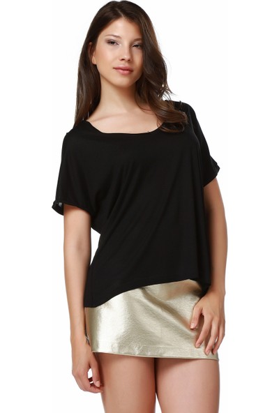 Mumu Siyah V Yaka Basic T-Shirt