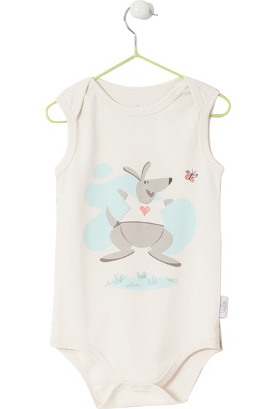 Kırmızı Kanguru Bebek Organik Kolsuz Body 3-4 Yaş