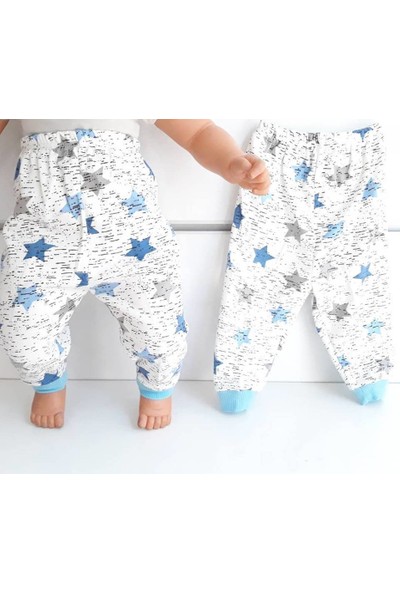 Bebegen Yıldızlı Mavi Tek Alt Bebek Penye Pijama