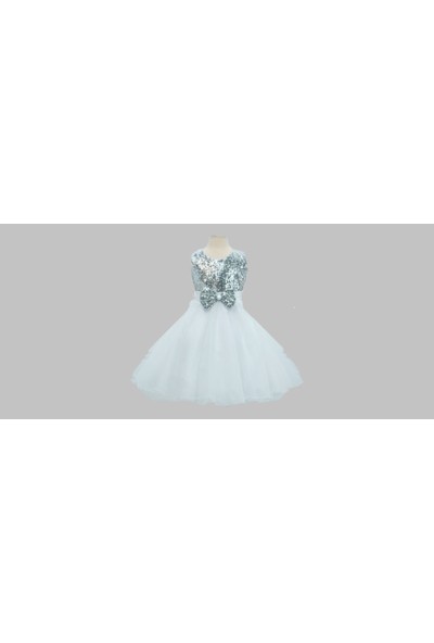 Butik Happy Kids Prenses Model Kız Çocuk Abiye Beyaz Gümüş Elbise Butik Happy Kids Prenses Model Kız Çocuk Abiye Beyaz Gümüş Elbise