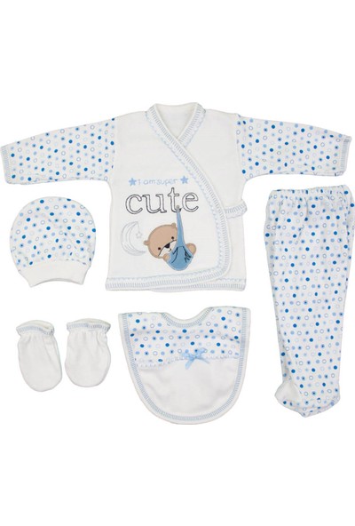 Juuta Cute Yazılı 5'li Zıbın Set Mavi