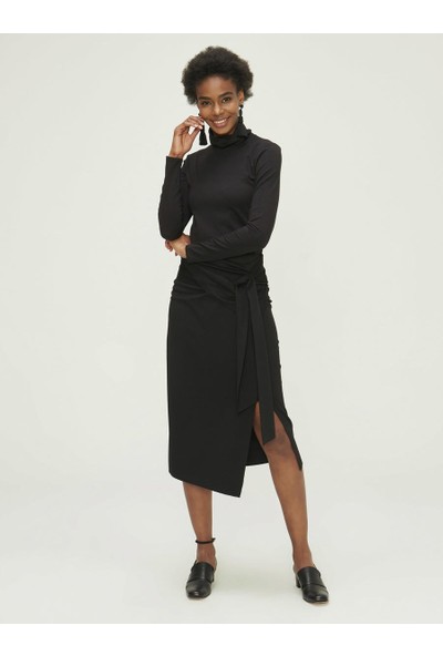 Xint Kadın Normal Bel Önden Bağlama Detaylı Etek