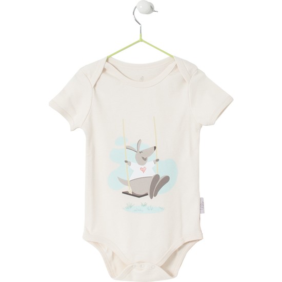 Kırmızı Kanguru Bebek Organik Kısa Kollu Yaka Detaylı Body Fiyatı