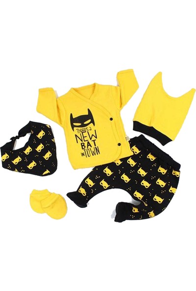 Minizeyn Batmanli Yenidoğan 5'li Bebek Hastane Çıkış Seti K2069 Sarı Minizeyn Batmanli Yenidoğan 5'li Bebek Hastane Çıkış Seti K2069 Sarı