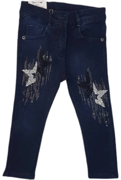 Sercino Kids 59962 Kız Çocuk Yıldız Taşlı Nova Kot Pantolon