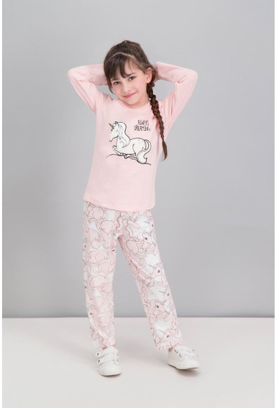 Roly Poly Always Unicorn Dreaming İnci Pembe Kız Çocuk Pijama Takımı