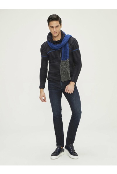 Xint Kapüşonlu Çizgili Sweatshirt