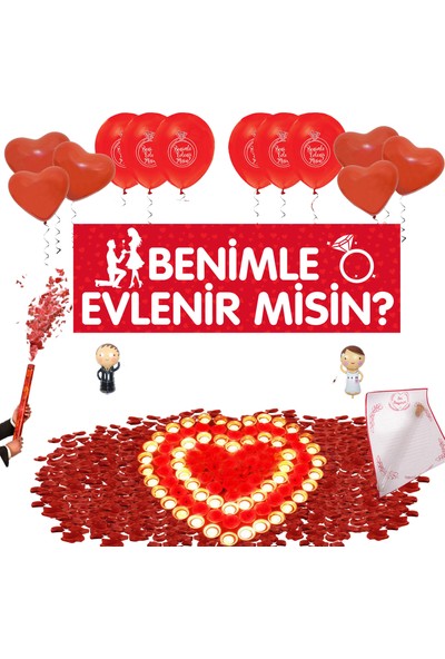 Benimle Evlenir Misin Mega Evlilik Paketi Gül Yaprak Balon YAP96 Benimle Evlenir Misin Mega Evlilik Paketi Gül Yaprak Balon YAP96