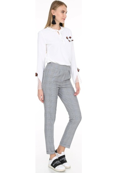 Patiska Kadın Poliskon Ekose Pantolon