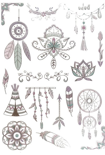 Flash Tattoos Lila Geçici Dövme