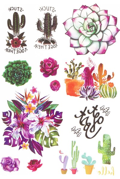 Flash Tattoos Cactus Geçici Dövme