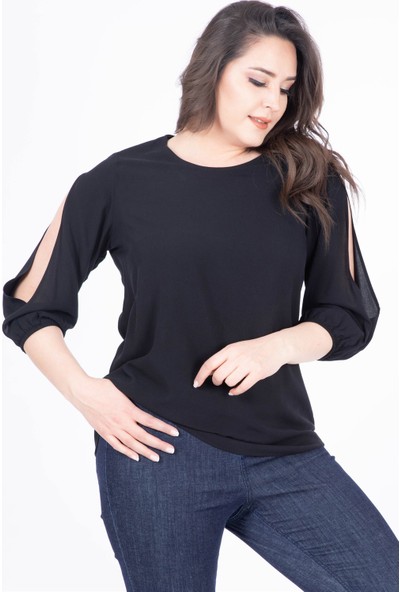 Myline Kolu Yırtmaçlı Bluz 34446