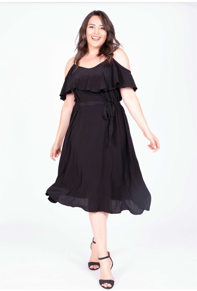 Myline Volanlı Kemerli Elbise 34775