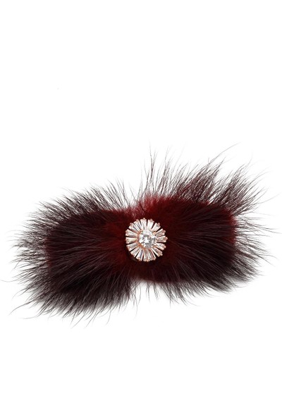 Modex Brs9995 Taşlı Çiçek Detaylı Tüy Broş