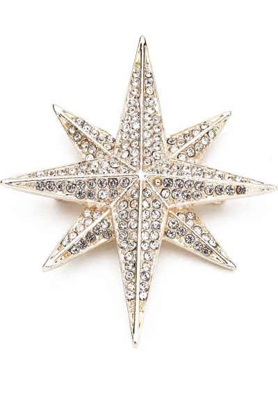 Modex Beyaz Taşlı Altın Sarısı Kuzey Yıldızı Broş