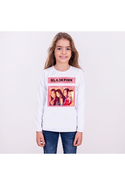 Blackpink Çocuk T-Shirt Uzun Kollu Beyaz Unisex