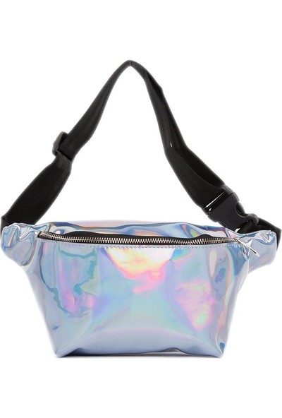 Bagmori Mavi Hologram Fermuarlı Bel Çantası