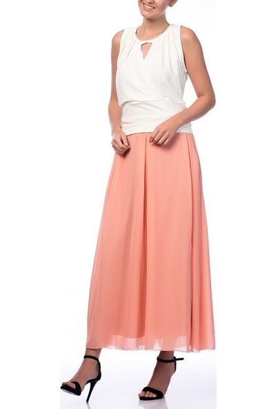 Sense Kadın Somon B.Beden Pileli Şifon Etek 13430