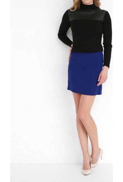 Sense Kadın Saks Yandan Fermuarlı Kisa Etek Etk14252
