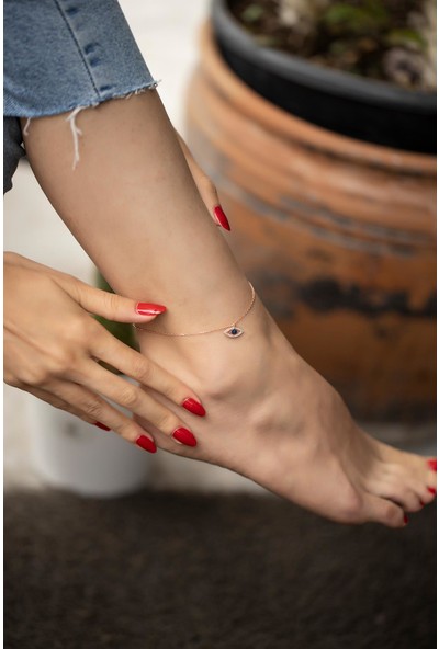 İzla Design Göz Model Safir Taşlı Rose Kaplama Gümüş Halhal İzla Design Göz Model Safir Taşlı Rose Kaplama Gümüş Halhal