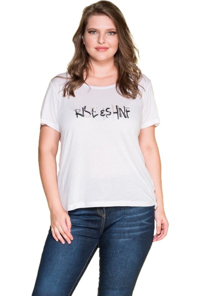 Hanezza Kadın Işlemeli T-Shirt P165 Hanezza Kadın Işlemeli T-Shirt P165