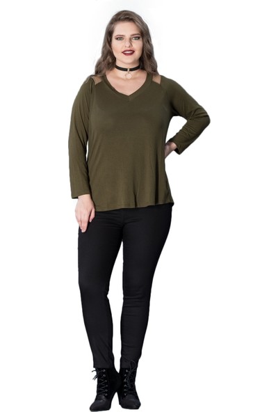 Hanezza Kadın Omuz Tül Detaylı Bluz P196