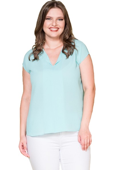 Hanezza Kadın Dökme Yaka Krep Bluz P442