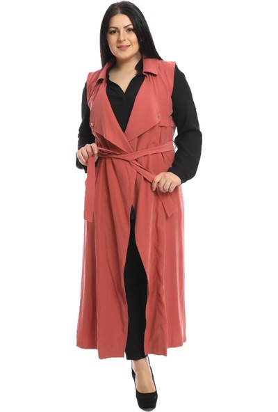 Hanezza Kadın Kemerli Uzun Yelek P5104