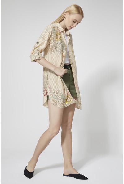 Stella Pulvis Sarı Çizgili Desenli Kadın Tunik Gömlek