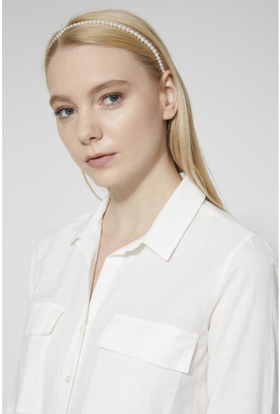 Stella Pulvis Beyaz Keten Kadın Gömlek